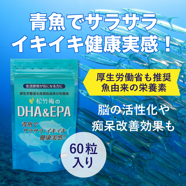 【DHA＆EPA】血流の改善 悪玉コレステロールの減少 脳の活性化 痴呆改善 健康食品 サプリ タブレット 60粒入り(約30日分)